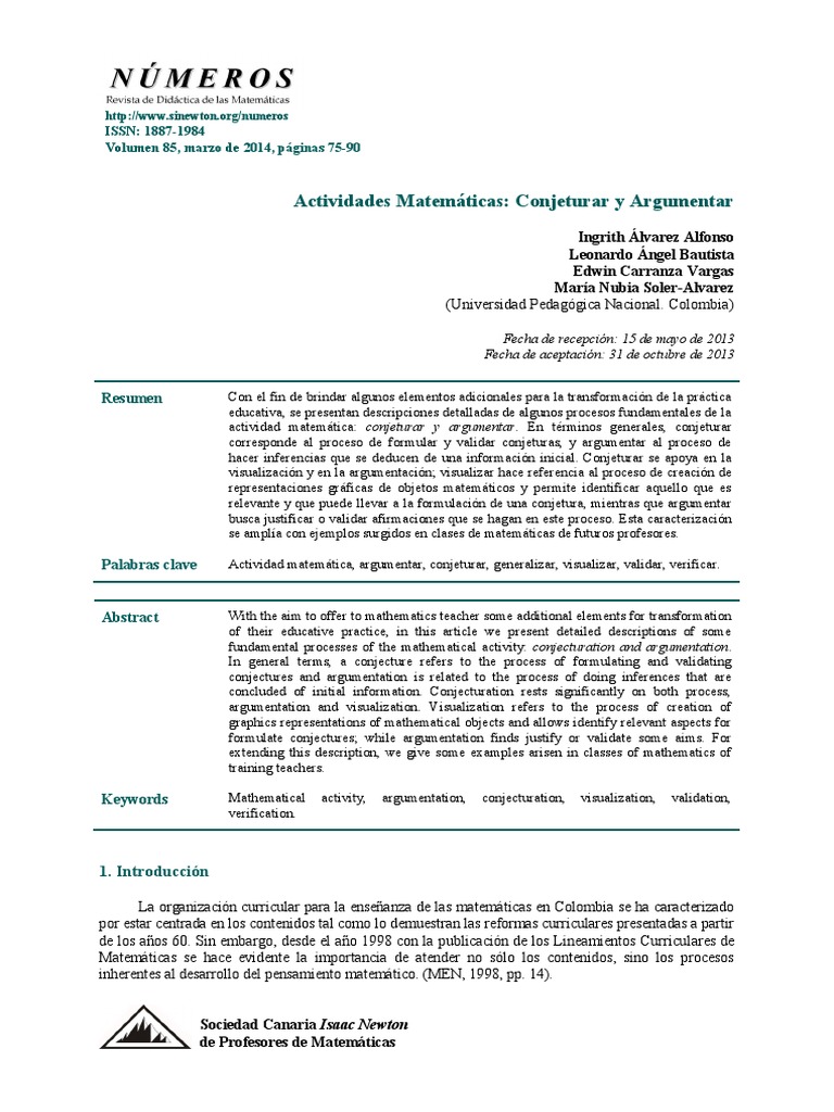 Conjeturar y Argumentar PDF | PDF | Razonamiento inductivo | Prueba ...