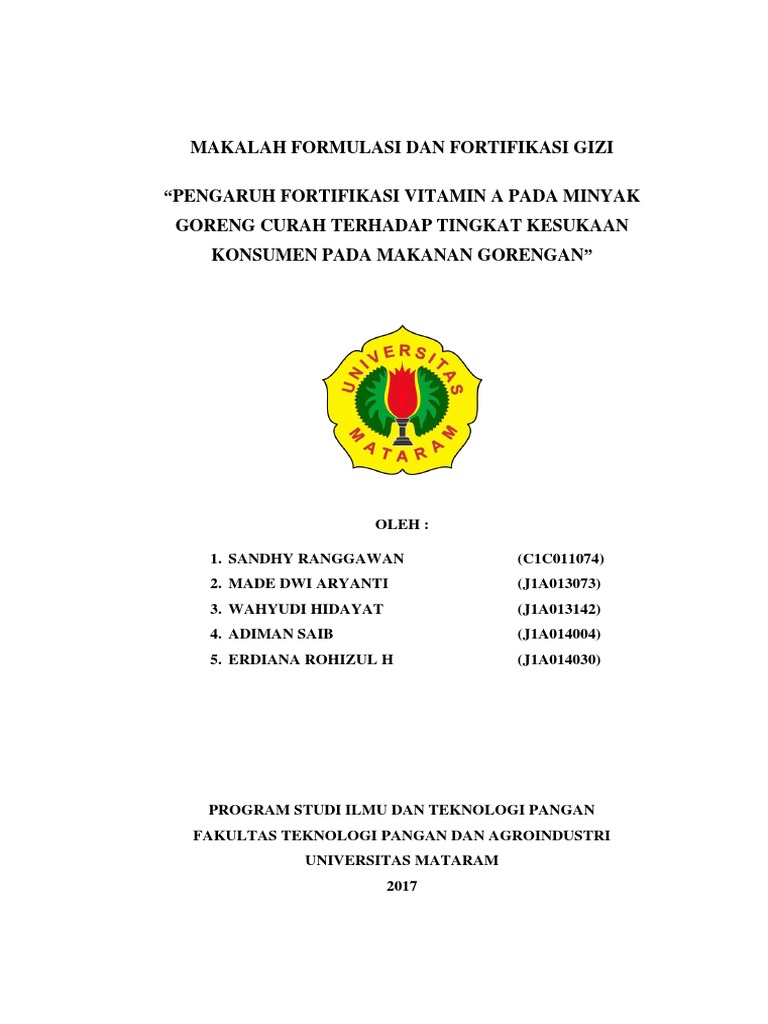 Makalah Fortifikasi Vitamin A FIX | PDF