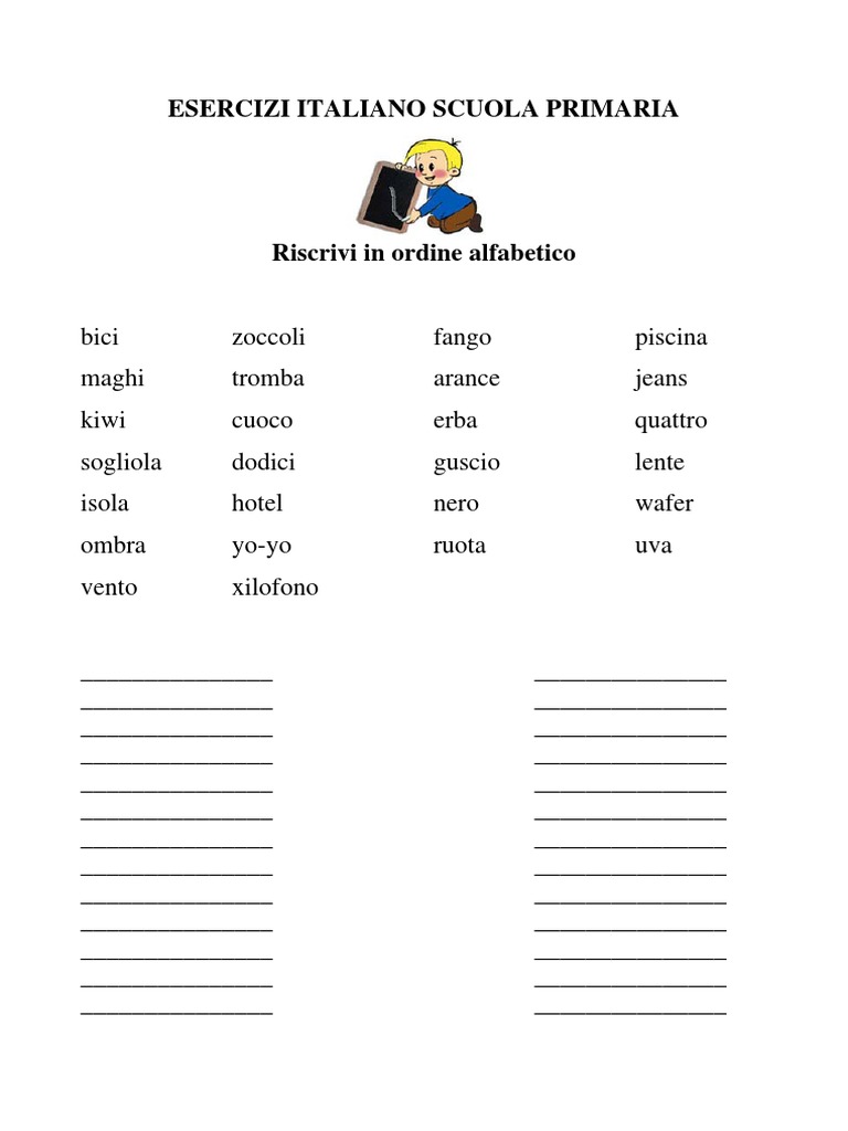 ESERCIZI ITALIANO Parole in Ordine Alfabetico PDF | PDF