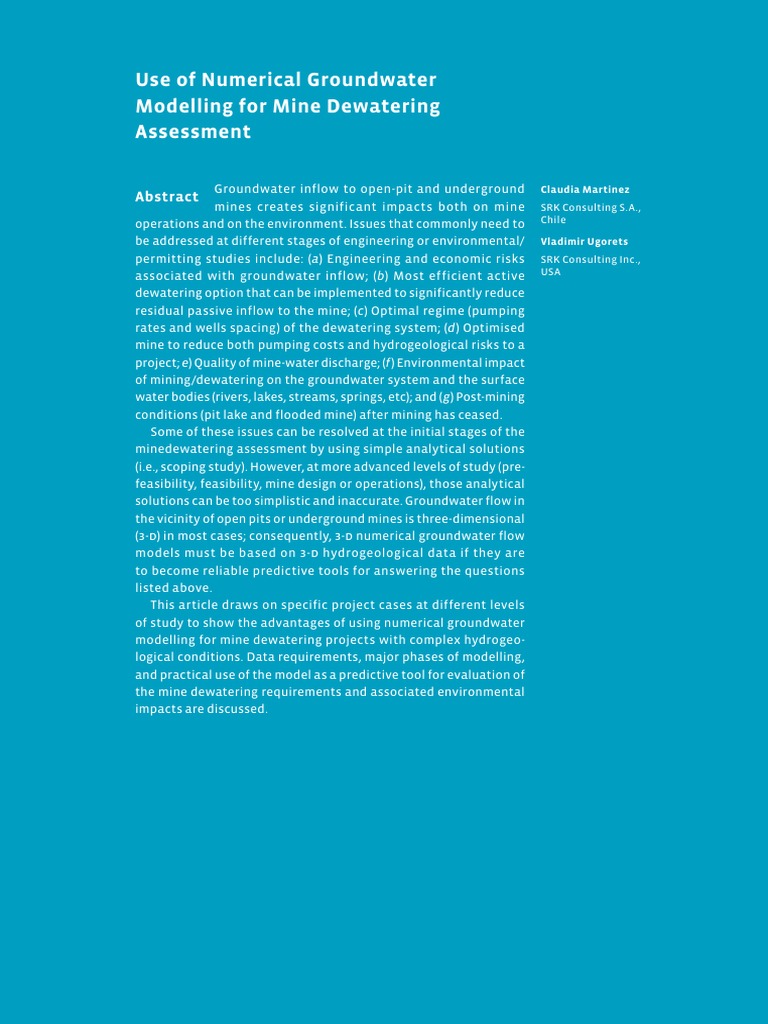 Groundwater Modelling for Mine Dewatering | PDF | Hydrogeology ...