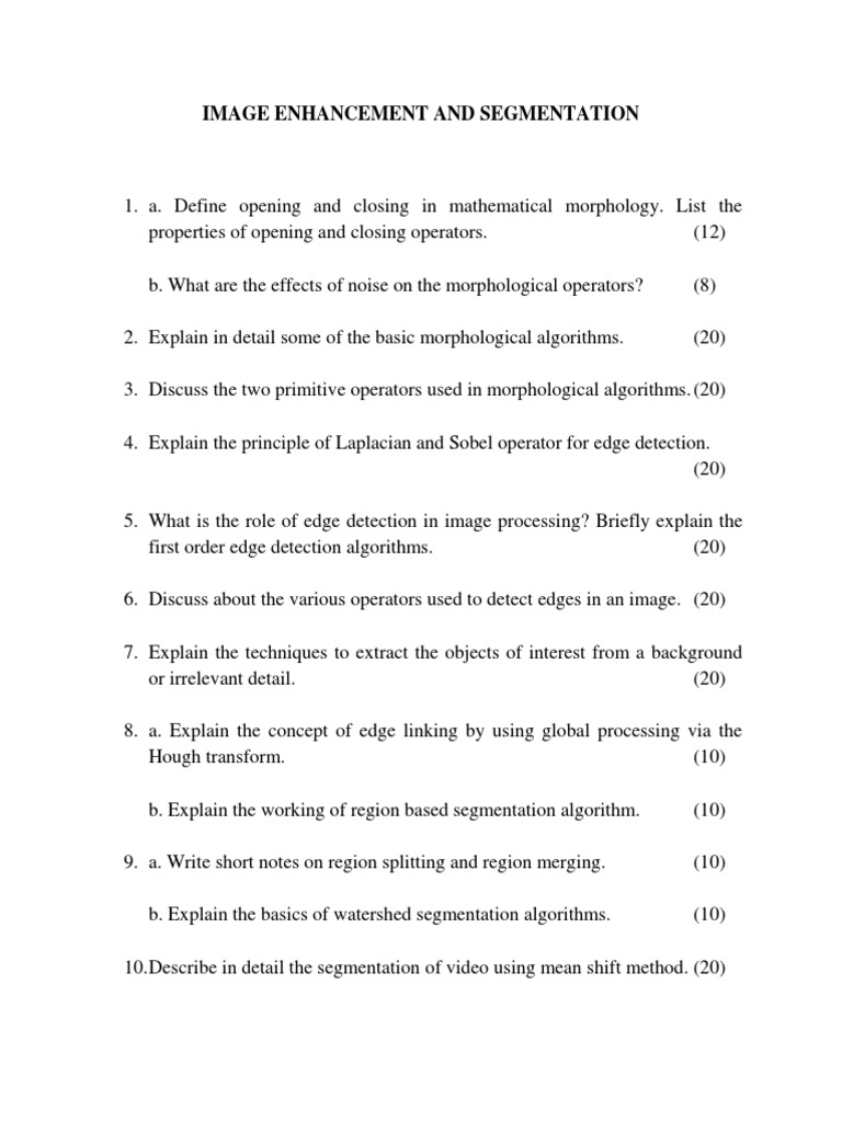 Segmentation Question Paper | PDF