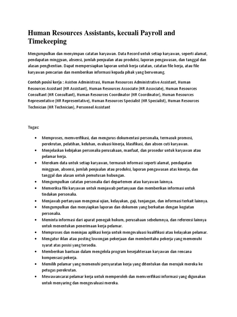 Human Resources Assistants | PDF