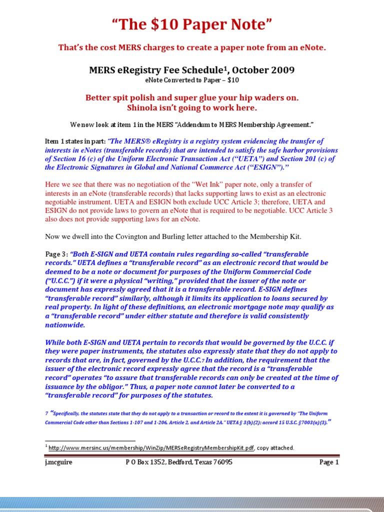 The Ten Dollar Paper Note | PDF | Promissory Note | Uniform Commercial Code