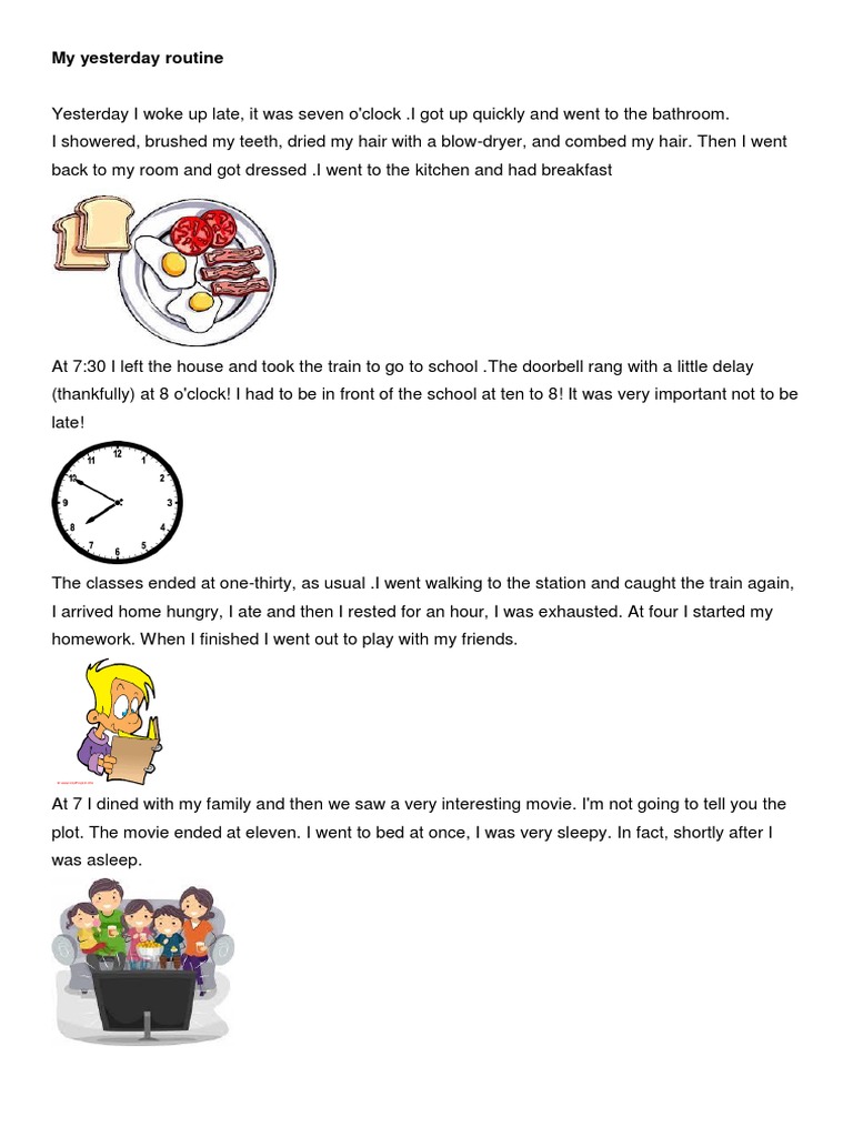 My Yesterday Routine | PDF