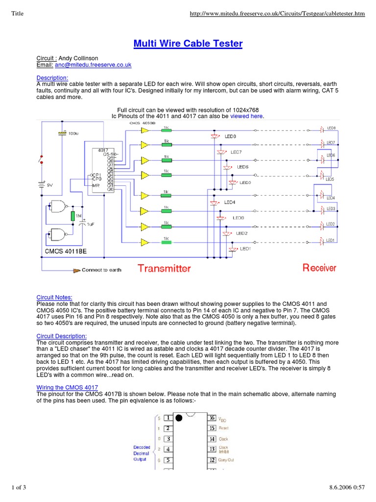 Multi Wire Cable Tester | PDF | Cmos | Light Emitting Diode