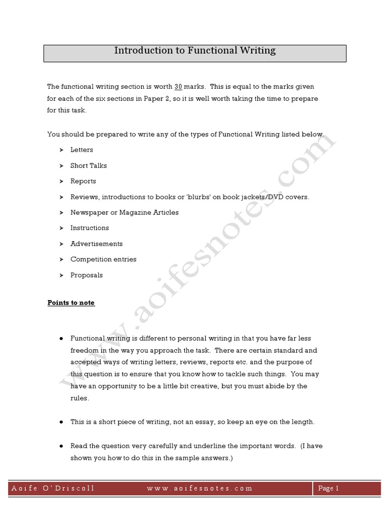 Functional Writing - Complete Guide and Sample Answers | PDF | Movie ...