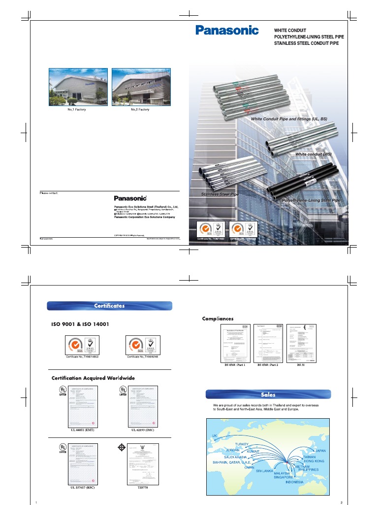 Panasonic Conduit Catalog | PDF | Stainless Steel | Pipe (Fluid Conveyance)