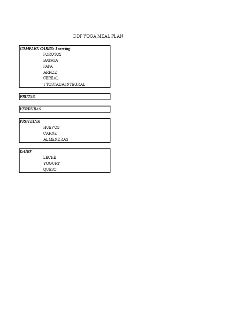 DDP Yoga Meal Plan | PDF | Cooking, Food & Wine | Wellness
