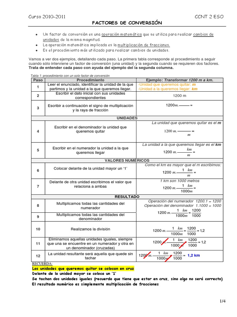 Factores de Conversión 2º Eso PDF | PDF