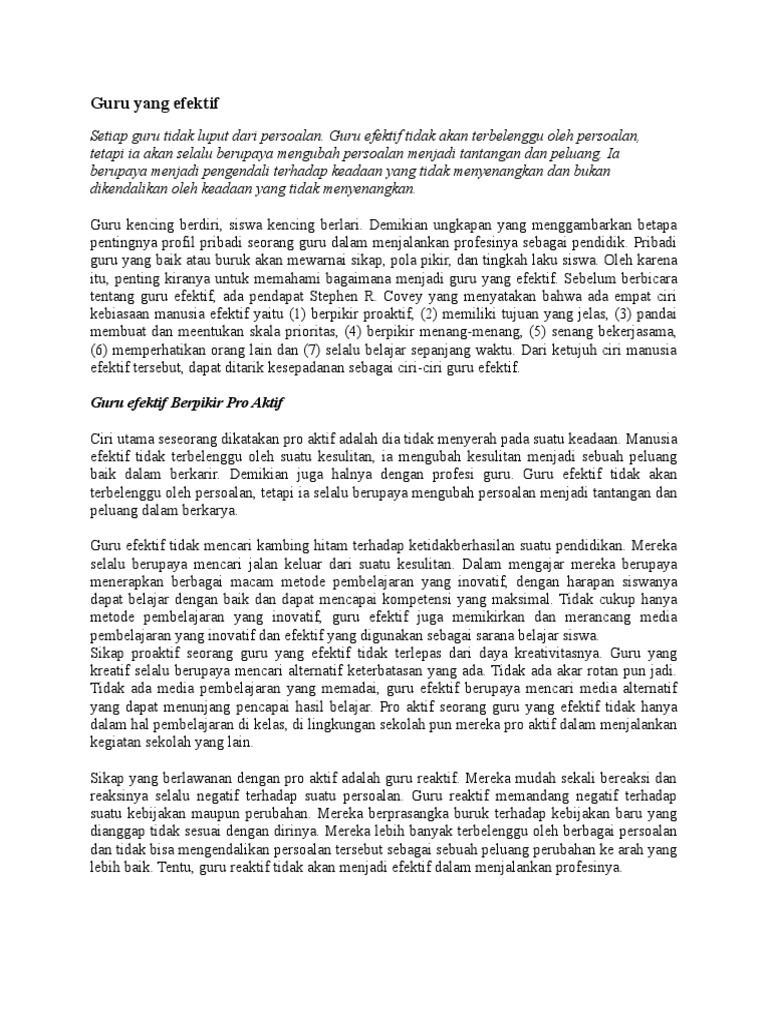 Ciri-Ciri Guru yang Efektif | PDF