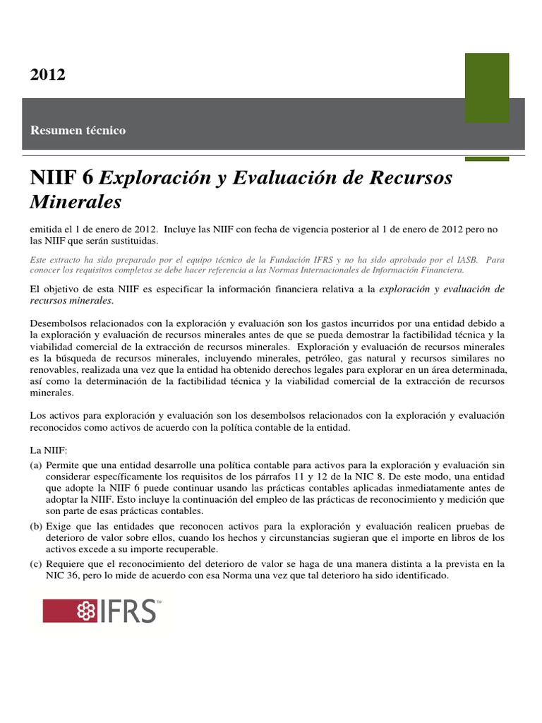 Niif 6 Resumen PDF | PDF