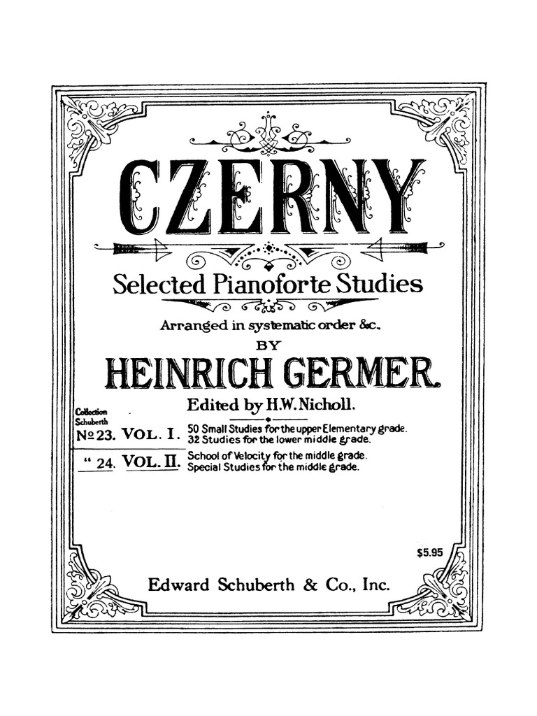 Czerny Selected Pianoforte Studies Book I Part I II Edition Germer PDF ...