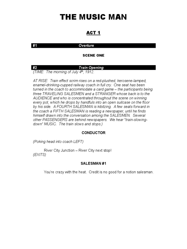 Music Man Script | PDF | Passenger Car (Rail) | Leisure
