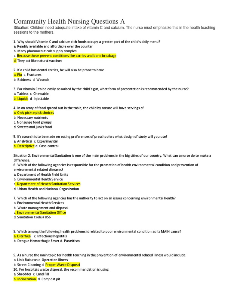 Community Health Nursing Questions A | PDF | Pregnancy | Epidemiology