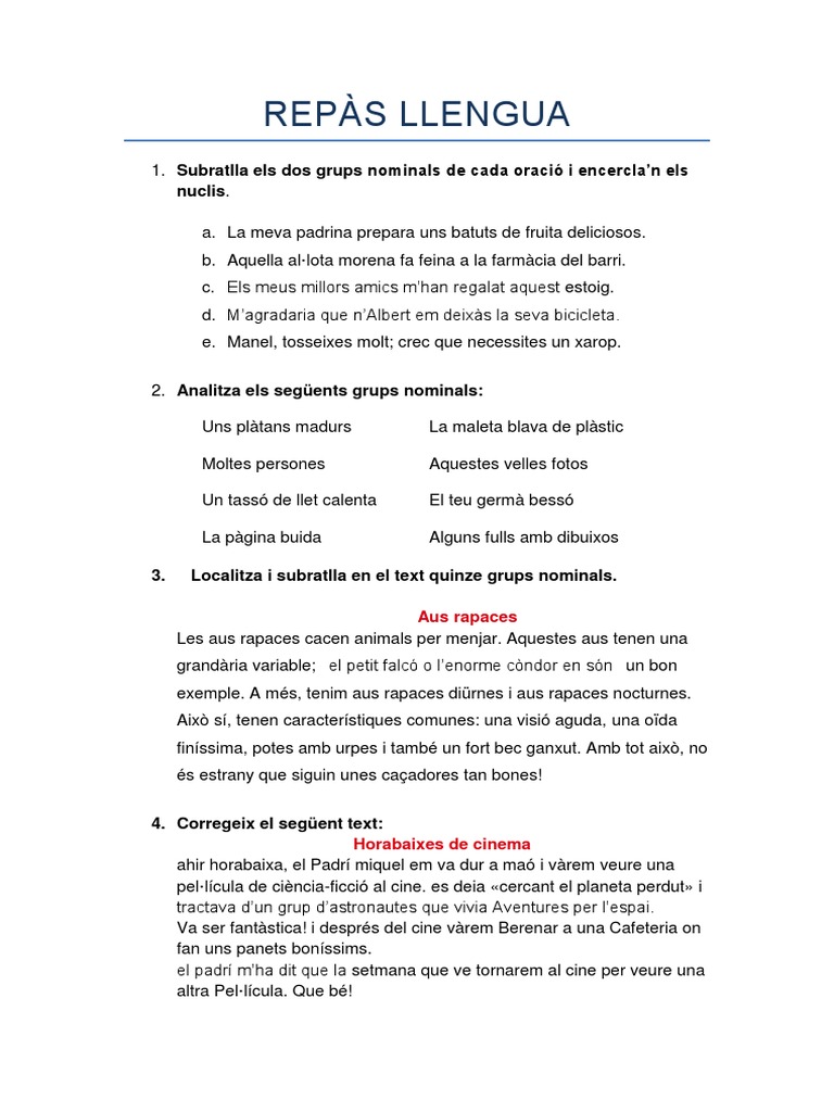 REPAS LLENGUA TEMA 1 6è | PDF