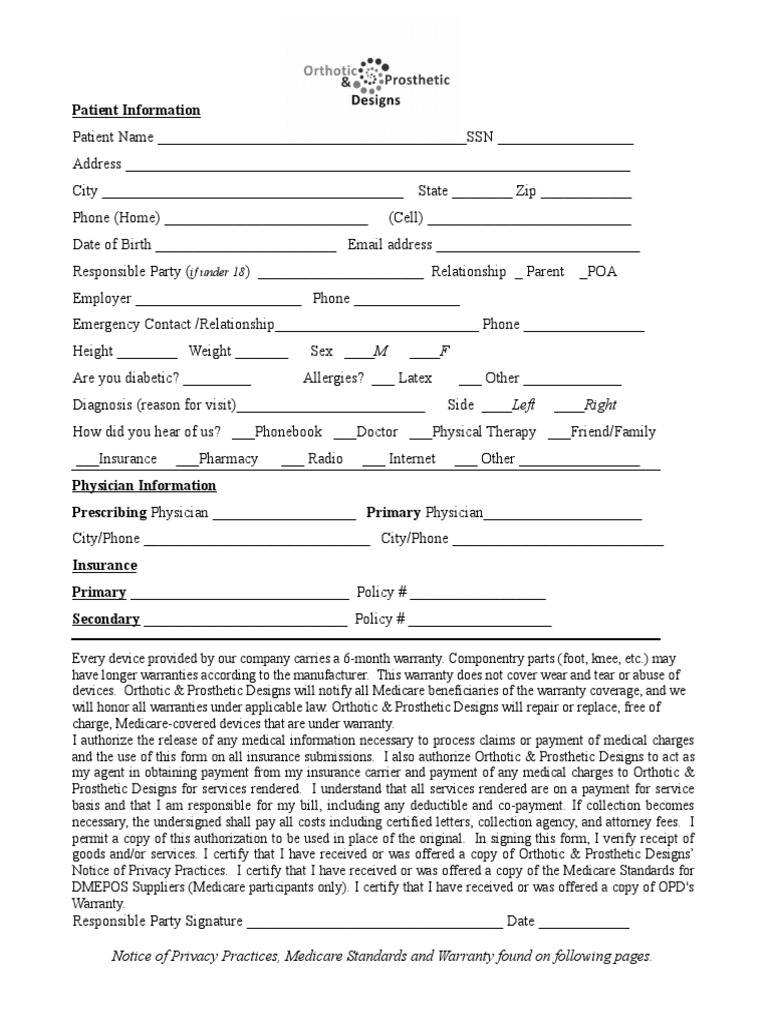 Patient Information Sheet | PDF | Medicare (United States) | Insurance