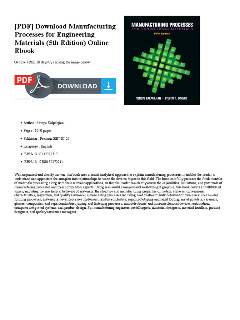 Manufacturing Processes | PDF | E Books | Engineering