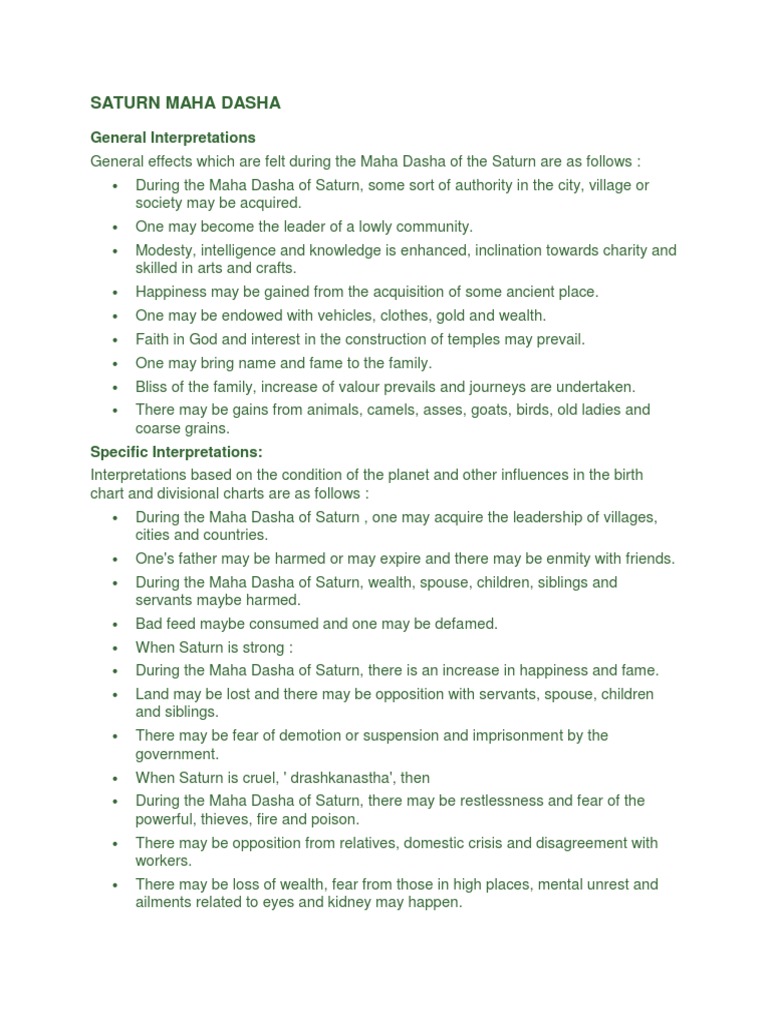 Saturn Maha Dasha | PDF | Suffering | Science