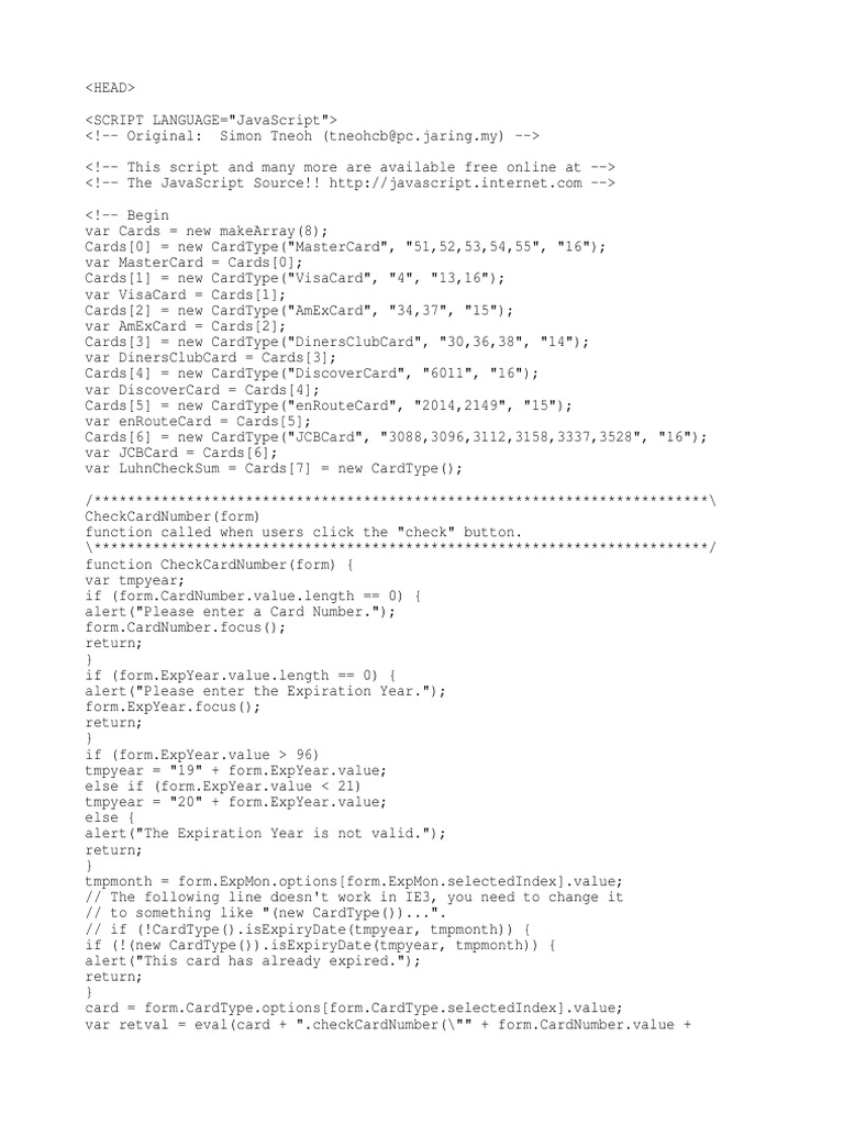 Credit Card Validation Script | PDF | Computer Data | Areas Of Computer Science