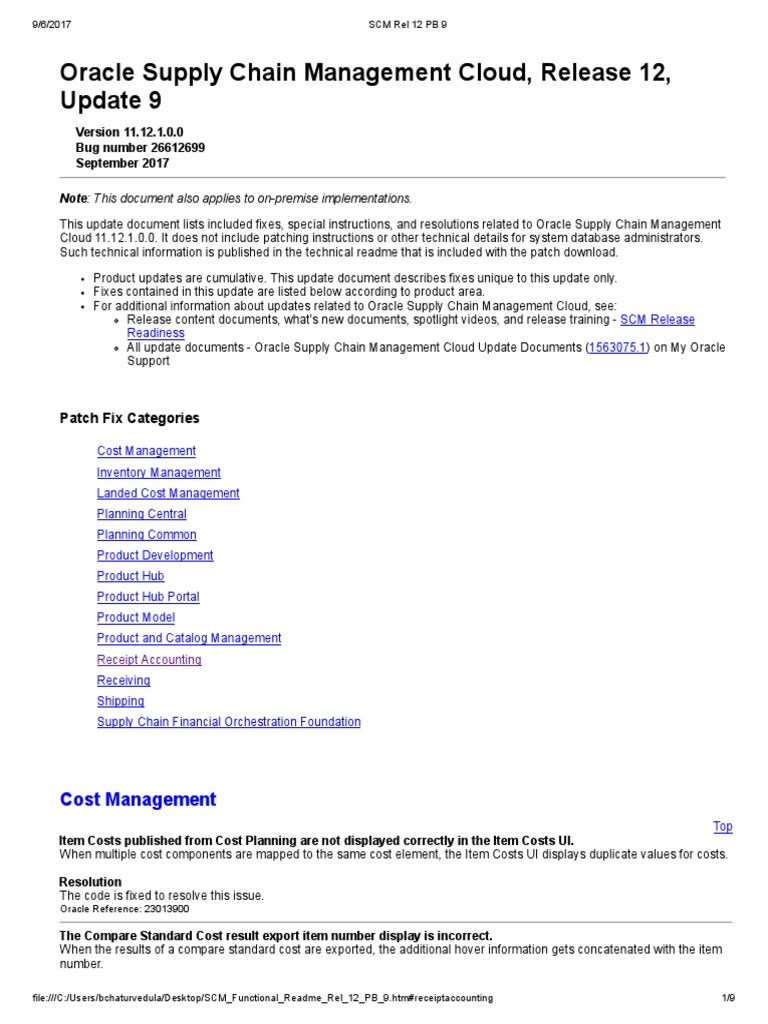 Oracle Supply Chain Management Cloud, Release 12, Update 9 | PDF ...