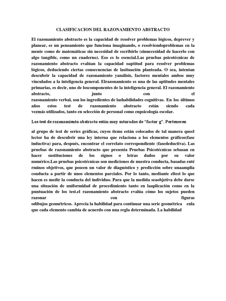 Clasificacion Del Razonamiento Abstracto | PDF