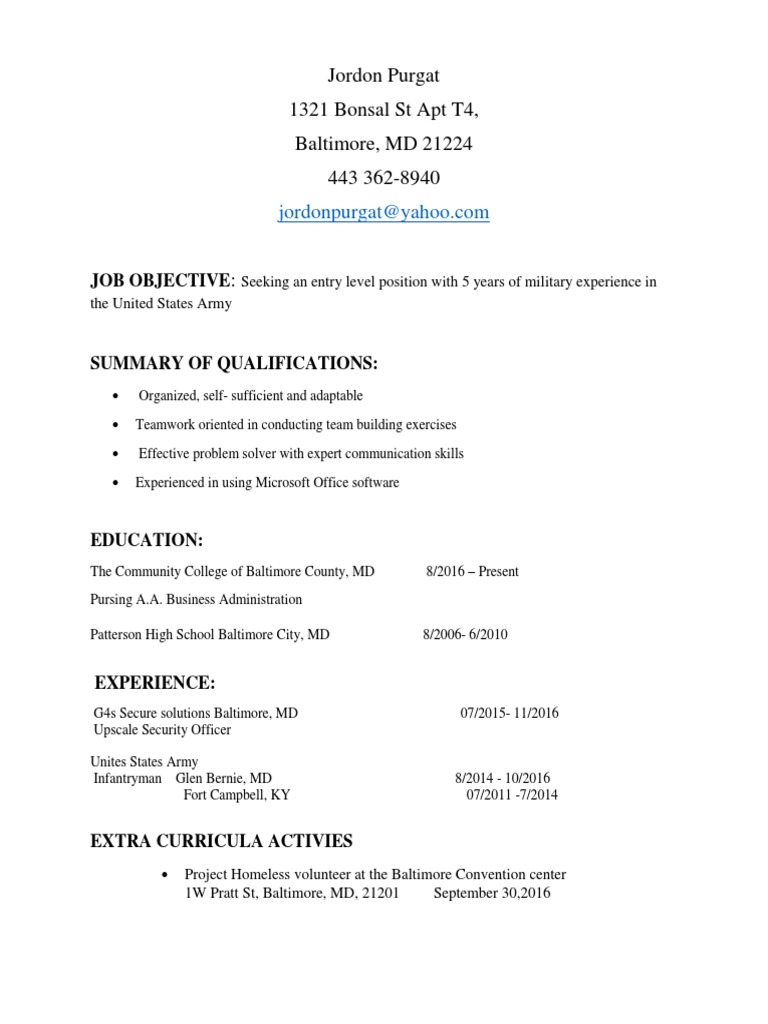 Entry-Level Job Seeker with Military Experience | PDF