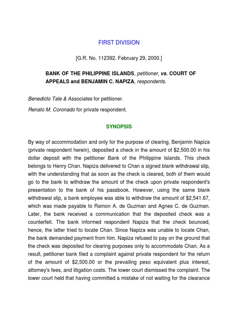 BPI v. CA (G.R. No. 112392. February 29, 2000) | PDF | Reasonable ...
