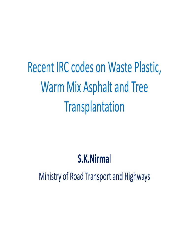 5 (1) .Recent IRC Codes On Waste Plastic, Warm - SK Nirmal | PDF ...