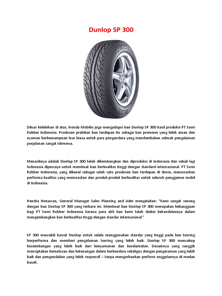Dunlop SP 300 | PDF