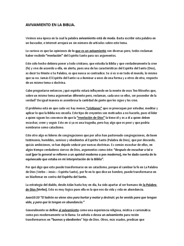 Avivamiento según la Biblia: Significado y Reflexión | PDF | Fe ...