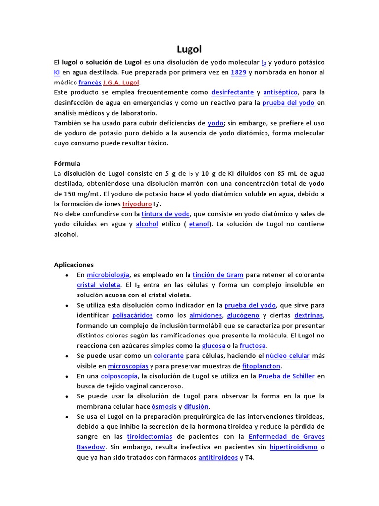 Lugol | PDF | Sustancias químicas | Química