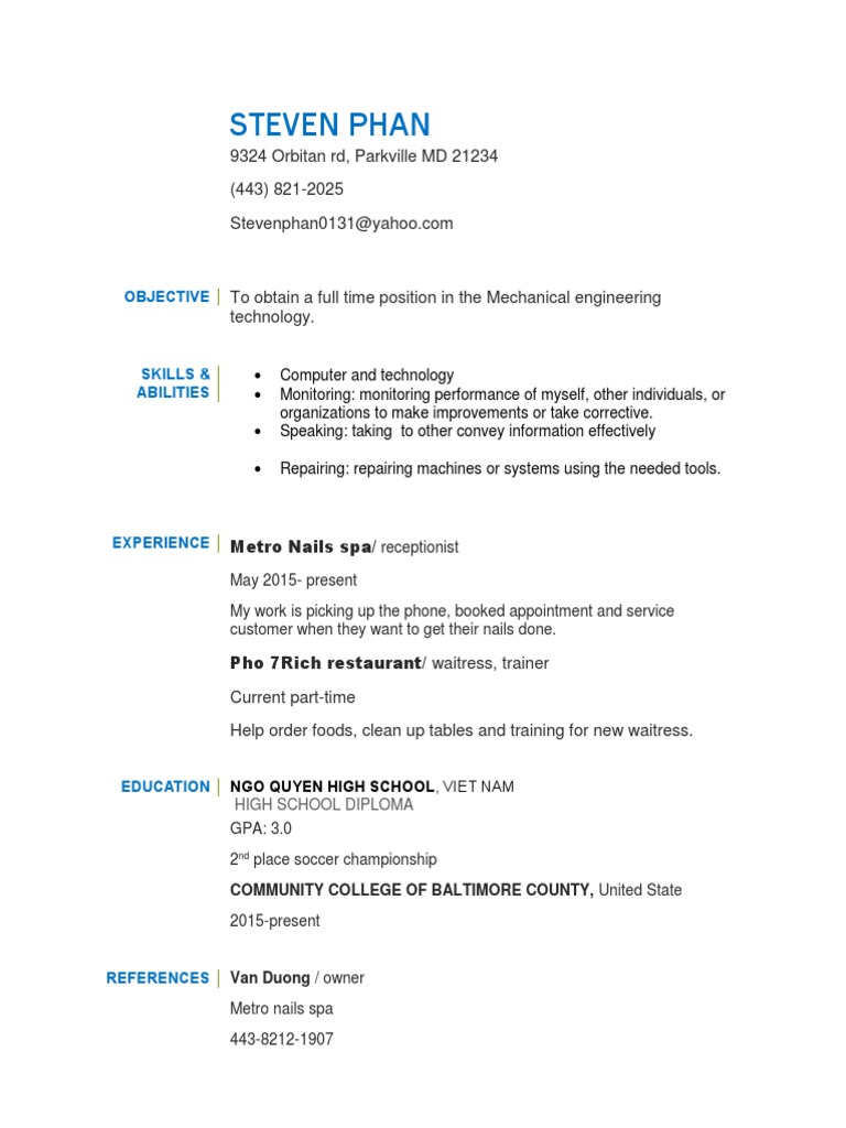 Steven Resume Final | PDF