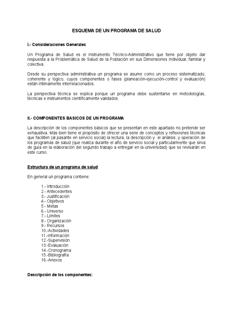 Esquema de Programa de Salud | PDF | Recursos humanos | Diseño