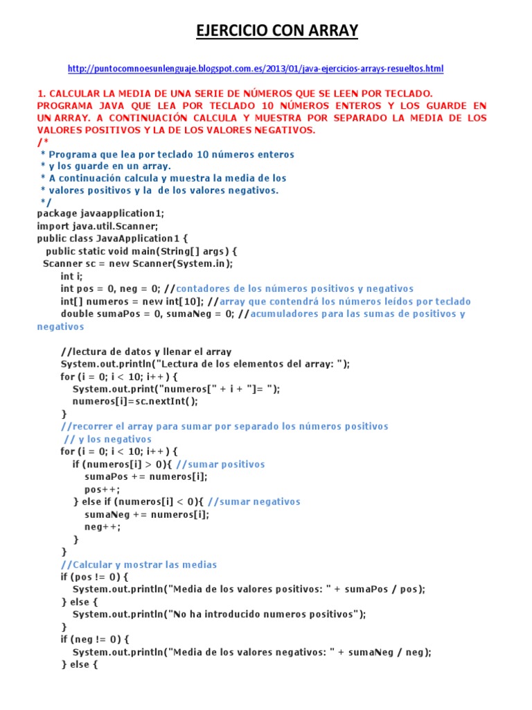 Ejercicio Java | PDF | Estructura de datos de matriz | Java (lenguaje de programación)