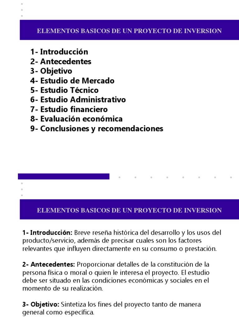 Conceptos Básicos de Un Proyecto de Inversión | Producto (Negocio ...