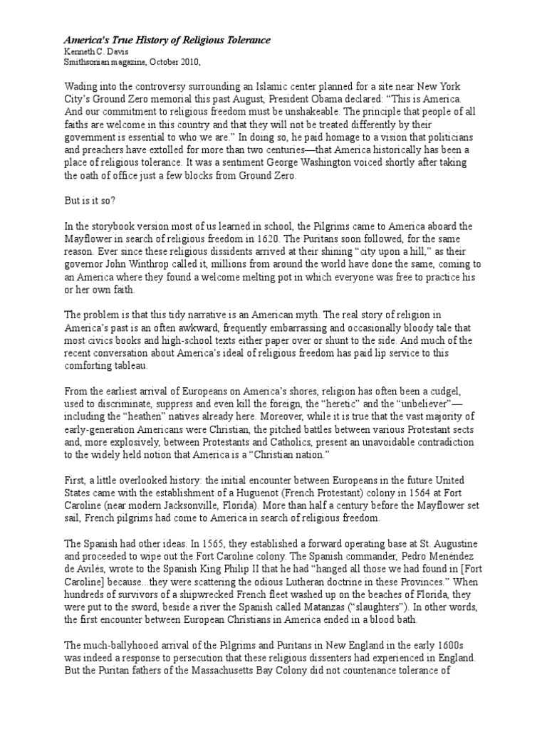 America's True History of Religious Tolerance | PDF | Anti Catholicism ...