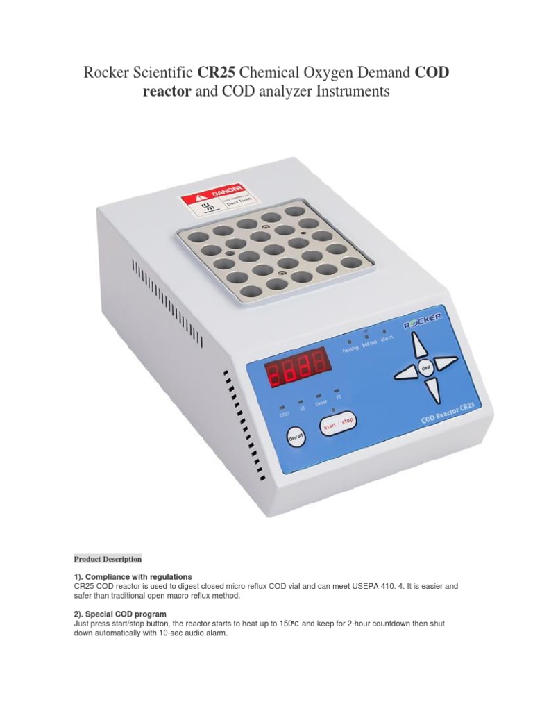 An Overview of the Rocker Scientific CR25 Chemical Oxygen Demand ...