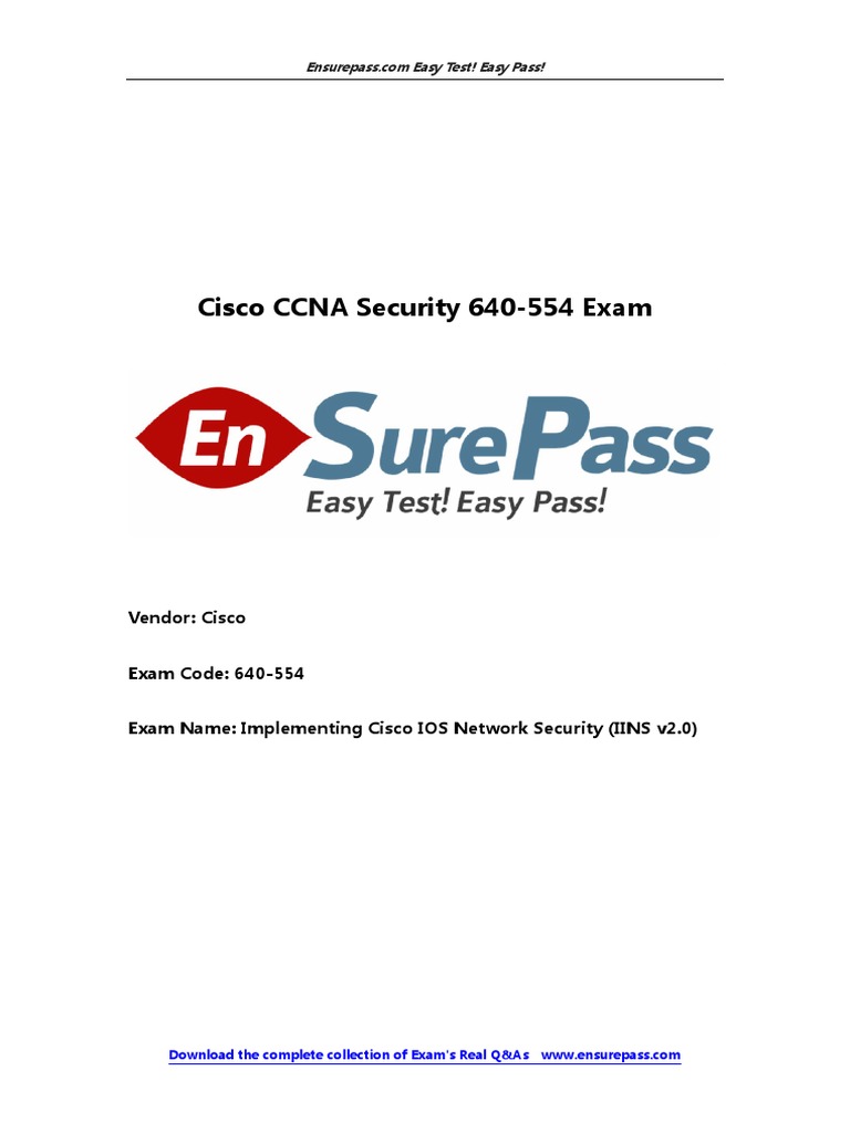 CCNA Security 640-554 Exam Guide | PDF | Public Key Cryptography ...