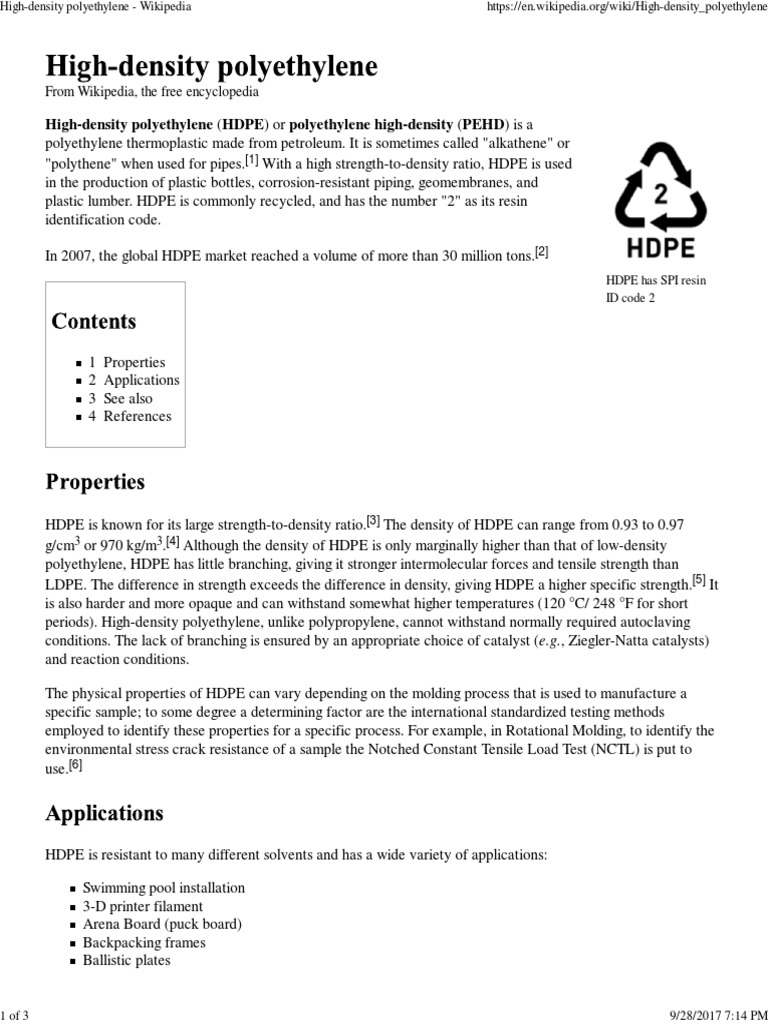 High-Density Polyethylene - Wikipedia | PDF | Polyethylene | Building ...