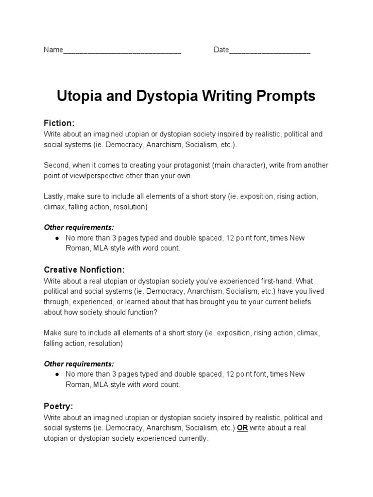 Utopia Dystopia Prompt | PDF