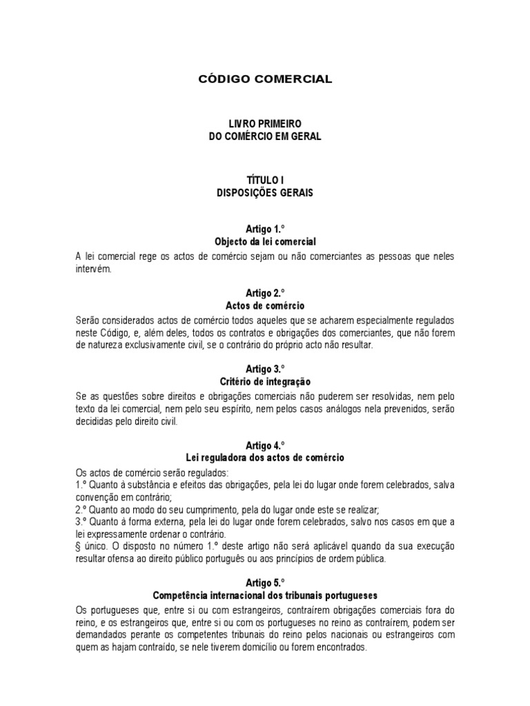 Codigo Comercial | PDF | Escrituração contábil | Lei das Obrigações