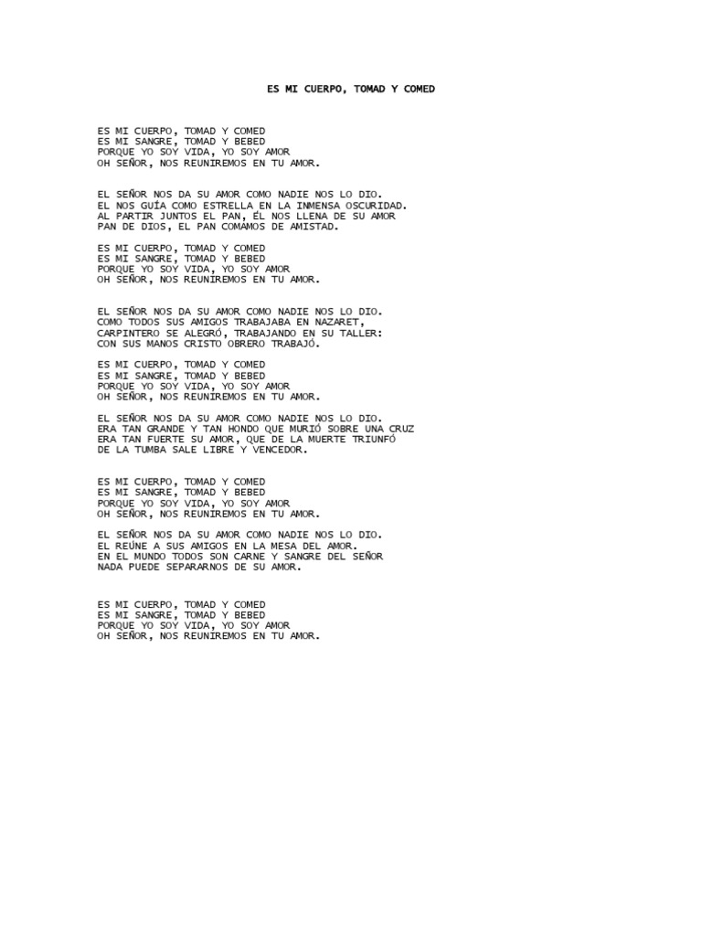Es Mi Cuerpo, Tomad y Comed | PDF