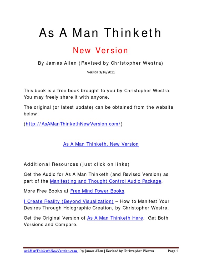 As A Man Thinketh: New Version | PDF | Religion & Spirituality