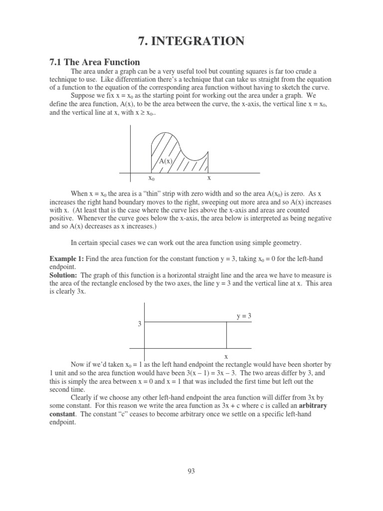 Indefinite Integral and Area Functions | PDF | Area | Integral