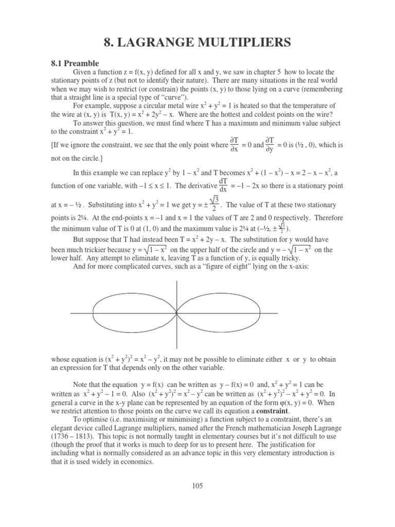 Calculus 01 Lagrange Multipliers | PDF | Plane (Geometry) | Equations Calculus 01 Lagrange Multipliers | PDF | Plane (Geometry) | Equations
