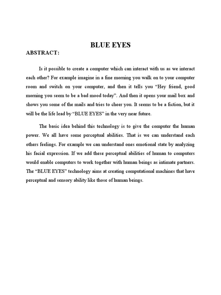 Blue Eyes: Human-Computer Interaction | PDF