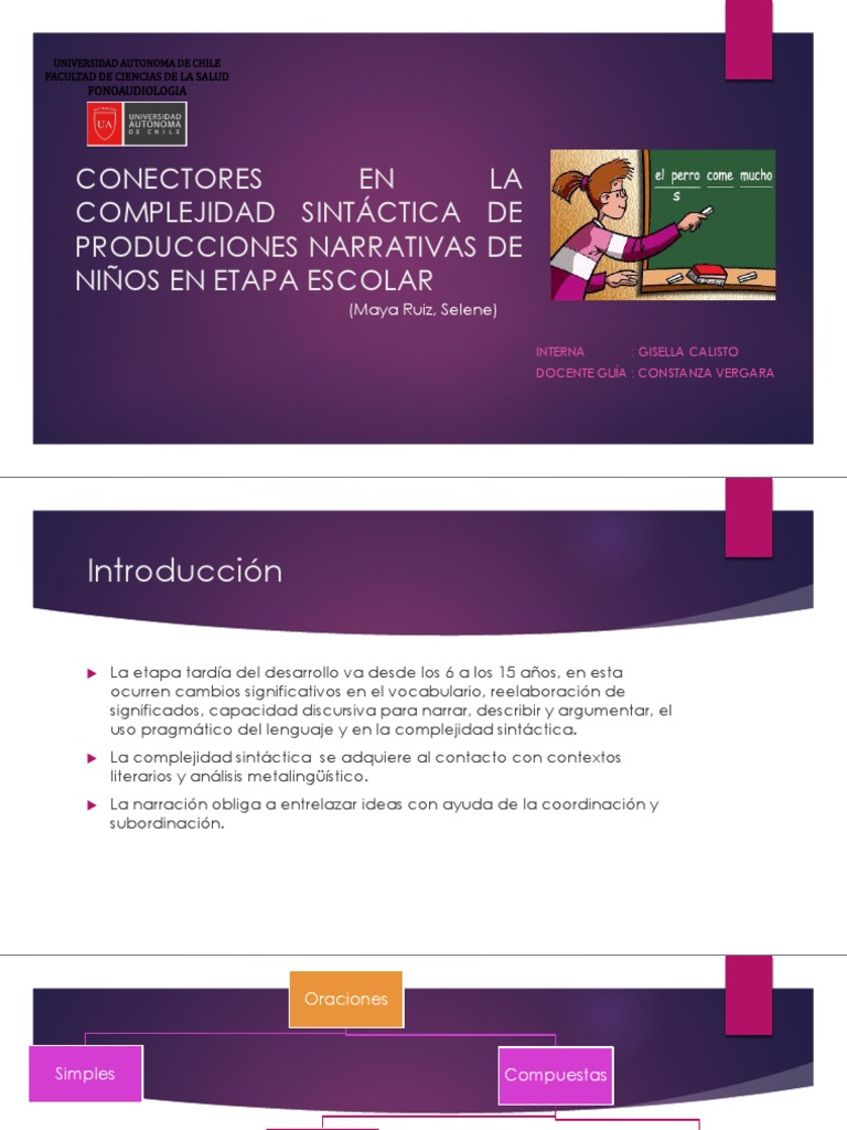 Conectores en La Complejidad Sintáctica de Producciones Narrativas | PDF | Oración (Lingüística ...