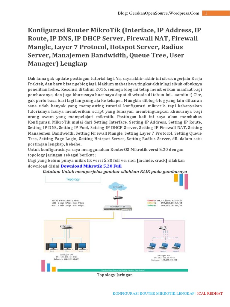 Konfigurasi Router Mikrotik Lengkap PDF | PDF