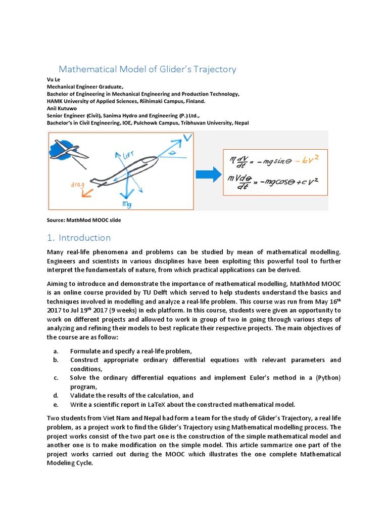 Glider Trajectory Modeling | PDF | Trajectory | Equations