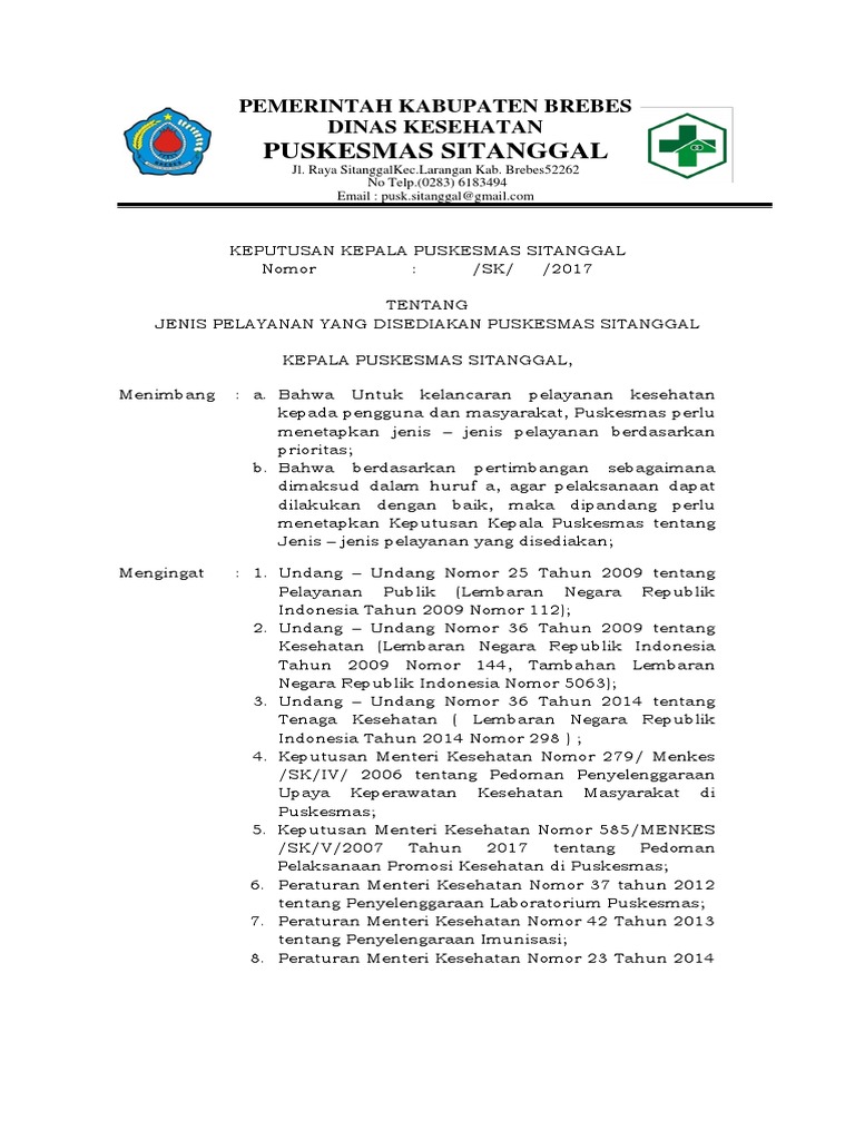 1.1.1a SK TTG JENIS PELAYANAN Benar | PDF